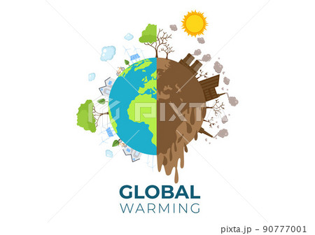Global Warming Cartoon Style Illustration with...のイラスト素材 [90777001] - PIXTA