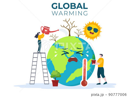 Global Warming Cartoon Style Illustration with...のイラスト素材 [90777006] - PIXTA