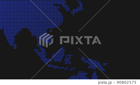 3d Pixel world Asia map on black background....のイラスト素材 [90802575] - PIXTA