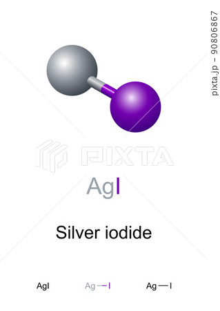 Silver iodide, chemical formula and structure....のイラスト素材 [90806867] - PIXTA