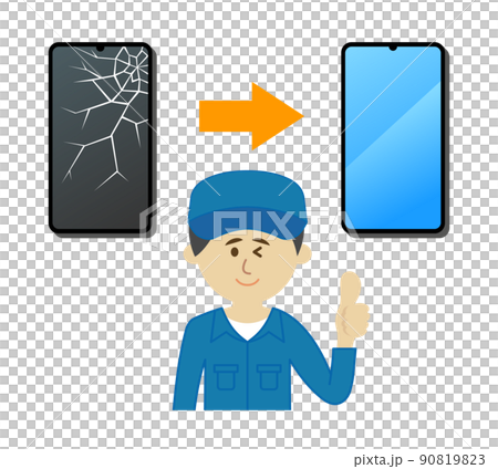 壊れたスマホを直すイラストイメージのイラスト素材 [90819823] - PIXTA