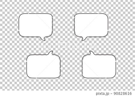 White rounded rectangular balloon 4-piece set - Stock Illustration ...