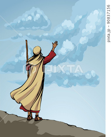 Moses with the staff. Vector drawingのイラスト素材 [90837156] - PIXTA