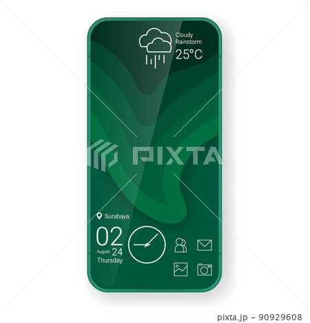 green wave operating system user interface home...のイラスト素材 [90929608 ...