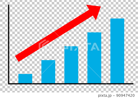 Rising bar graph and arrow - Stock Illustration [90947420] - PIXTA