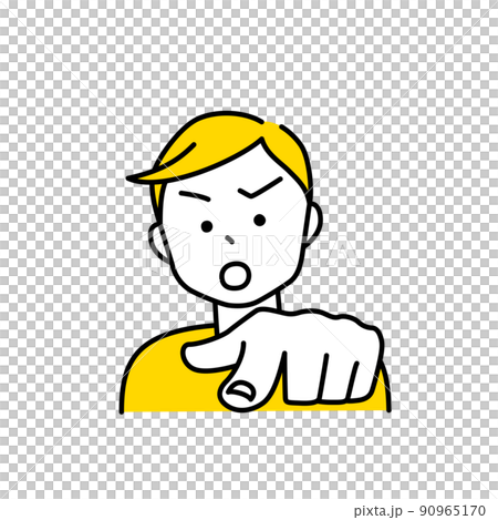 指差しをし欠点を指摘する男性のイラスト（白背景・ベクター・切り抜き）のイラスト素材 [90965170] - PIXTA