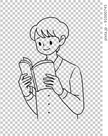 Man reading / line drawing - Stock Illustration [91000745] - PIXTA
