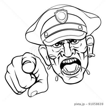 Angry Policeman Police Officer Cartoonのイラスト素材 [91058639] - PIXTA
