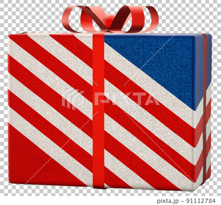 American flag color gift box with red ribbon... - Stock Illustration ...