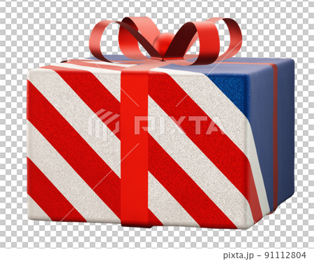 American flag color gift box with red ribbon... - Stock Illustration ...