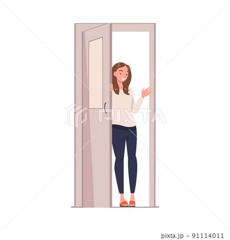 Person Opening Door Clipart