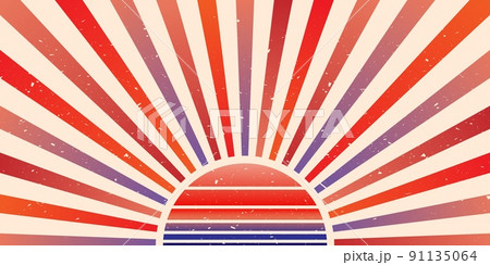 Vintage sunrise background. Grunge design with...のイラスト素材 [91135064] - PIXTA
