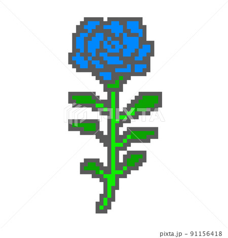 Rose Pixel Art Grid Rose Icon Pixel Art Logo Of The Flower Shop Stock