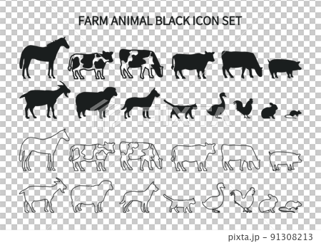 Farm animal icon set - Stock Illustration [91308213] - PIXTA