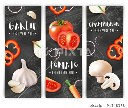 Vegetables Vertical Banners Setのイラスト素材 [91348378] - PIXTA