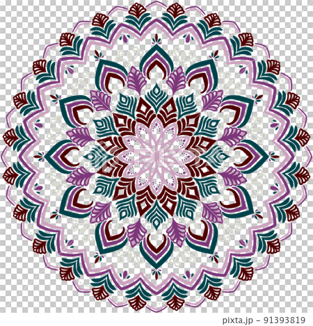 Mandala art (Japanese color, botanical pattern,... - Stock Illustration ...