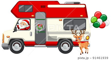 Santa driving van to delivery Christmas giftsのイラスト素材 [91461939] - PIXTA