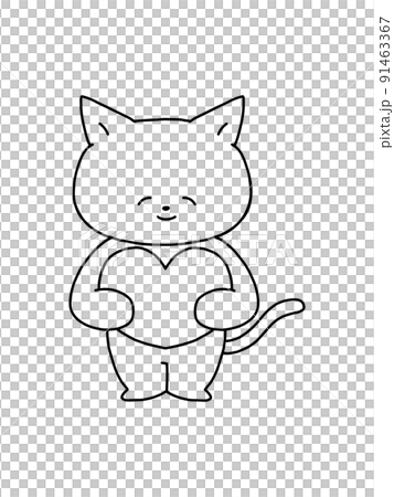 Cat / love / heart / line drawing - Stock Illustration [91463367] - PIXTA