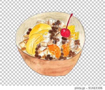 Hand-painted watercolor illustration of mitsumame - Stock Illustration ...