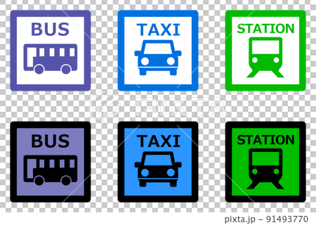 Colorful signboards displaying public transport... - Stock Illustration ...