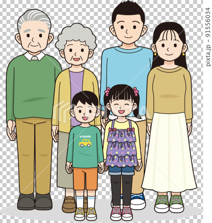 3rd generation family with contour line - Stock Illustration [91556034 ...