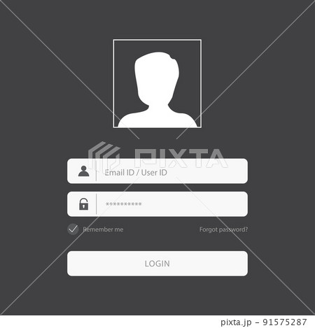 Flat login form design with lock icon on black...のイラスト素材 [91575287] - PIXTA
