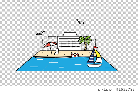 Simple beach and resort landscape illustration - Stock Illustration ...