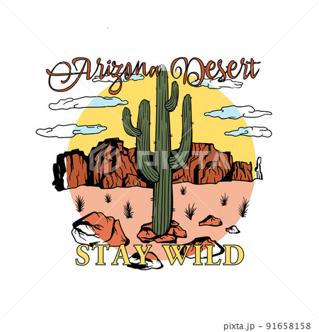 Arizona Desert Clip Art Arizona Desert Vibes Print. Vector