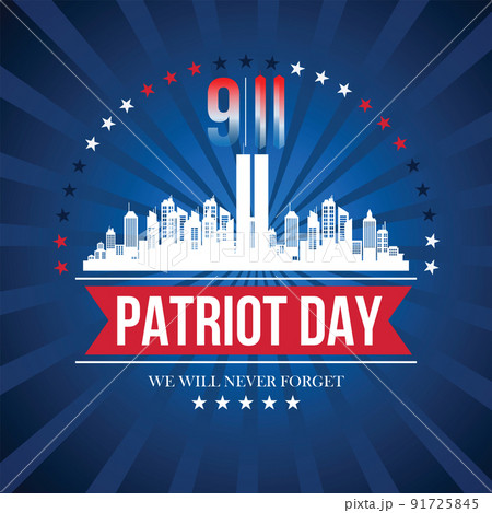 Design to commemorate the patriot day, twin...のイラスト素材 [91725845] - PIXTA