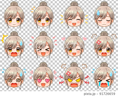 Chibi character grandma's face icon material - Stock Illustration ...