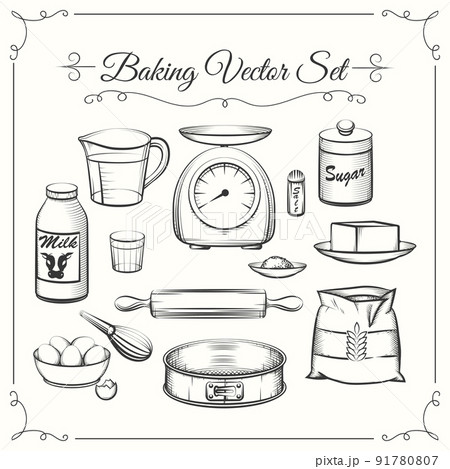 Baking Tools And Equipment Drawing