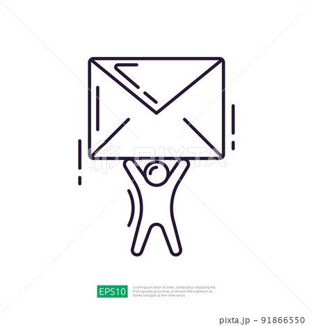 man hold mail icon illustrationのイラスト素材 [91866550] - PIXTA
