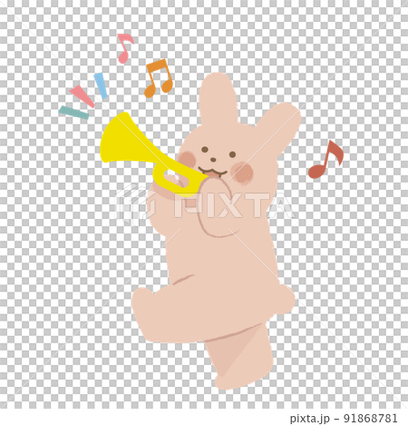 Rabbit blowing trumpet - Stock Illustration [91868781] - PIXTA