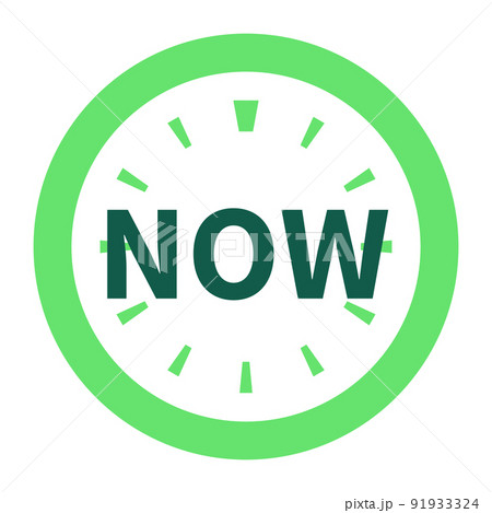 NOWの文字と時計のアイコンのイラスト素材 [91933324] - PIXTA