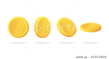 Spin gold coin, flip and rotate. Bank or...のイラスト素材 [91953609] - PIXTA