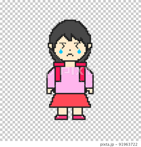 Pixel art _ crying elementary school girls - Stock Illustration ...