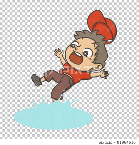 Illustration of a boy playing dangerous water - Stock Illustration ...