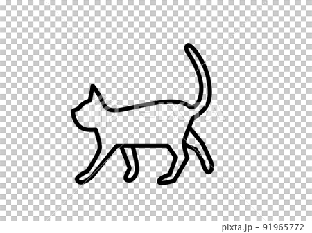 Walking cat line drawing - Stock Illustration [91965772] - PIXTA