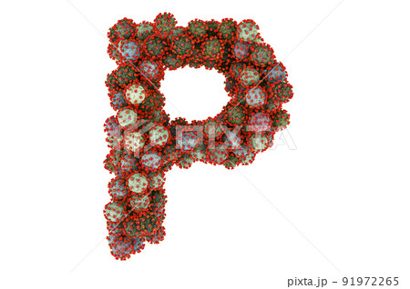 Letter P from viruses. 3D renderingのイラスト素材 [91972265] - PIXTA