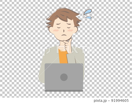 A man who is having trouble operating a computer - Stock Illustration ...