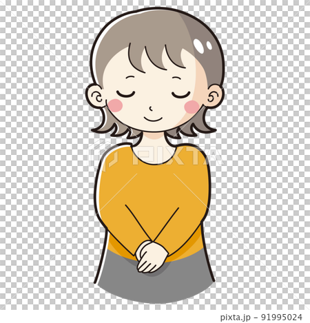 Illustration of a woman bowing - Stock Illustration [91995024] - PIXTA