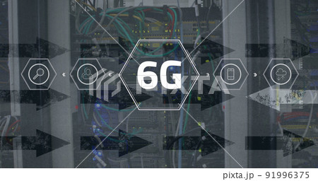 Image of 6g text over data processing and...のイラスト素材 [91996375] - PIXTA