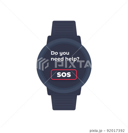 sos button in smart watch, emergency app designのイラスト素材 [92017392] - PIXTA