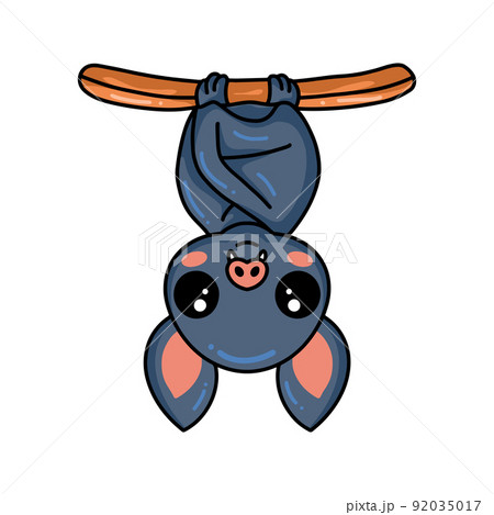 Cute little bat cartoon hanging on tree のイラスト素材 [92035017] - PIXTA