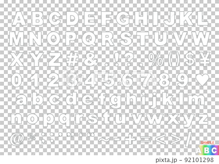 Transparent back alphabet white characters with... - Stock Illustration ...