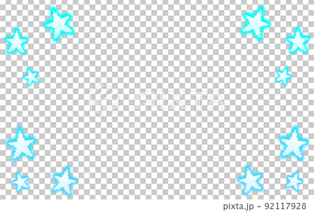 Pixel art_shining star frame (blue) - Stock Illustration [92117928] - PIXTA