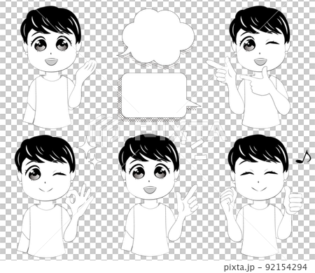 Female upper body pose set - Stock Illustration [92154294] - PIXTA