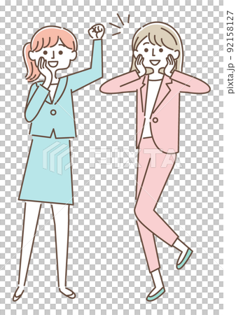 Women cheering - Stock Illustration [92158127] - PIXTA