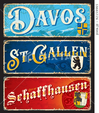 Davos, Saint Gallen, Schaffhausen, Swiss city...のイラスト素材 [92159965] - PIXTA