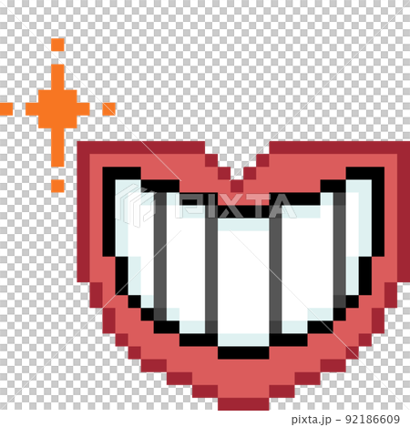 Pixel illustration of a mouth showing teeth and... - Stock Illustration ...